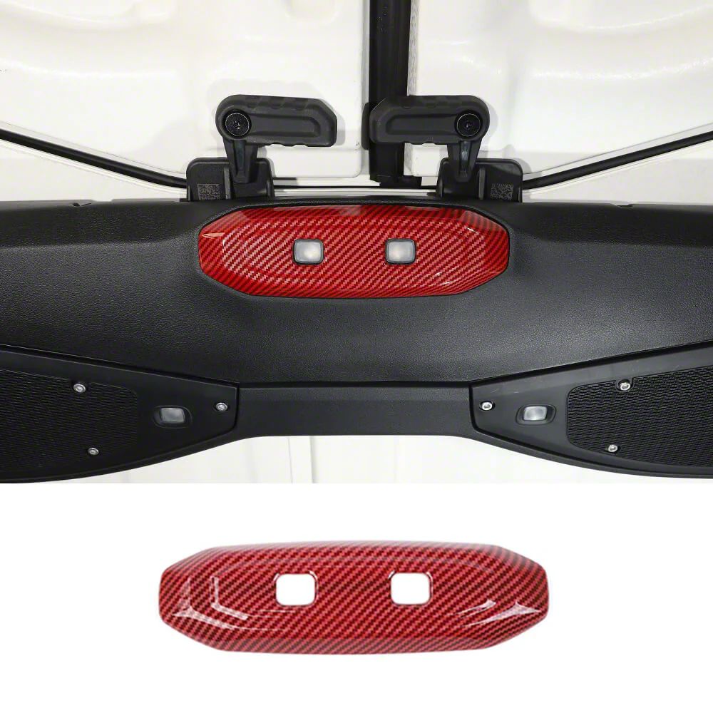 Jeep Wrangler Center Overhead Light Trim Cover; Red Carbon Fiber (24-26 ...