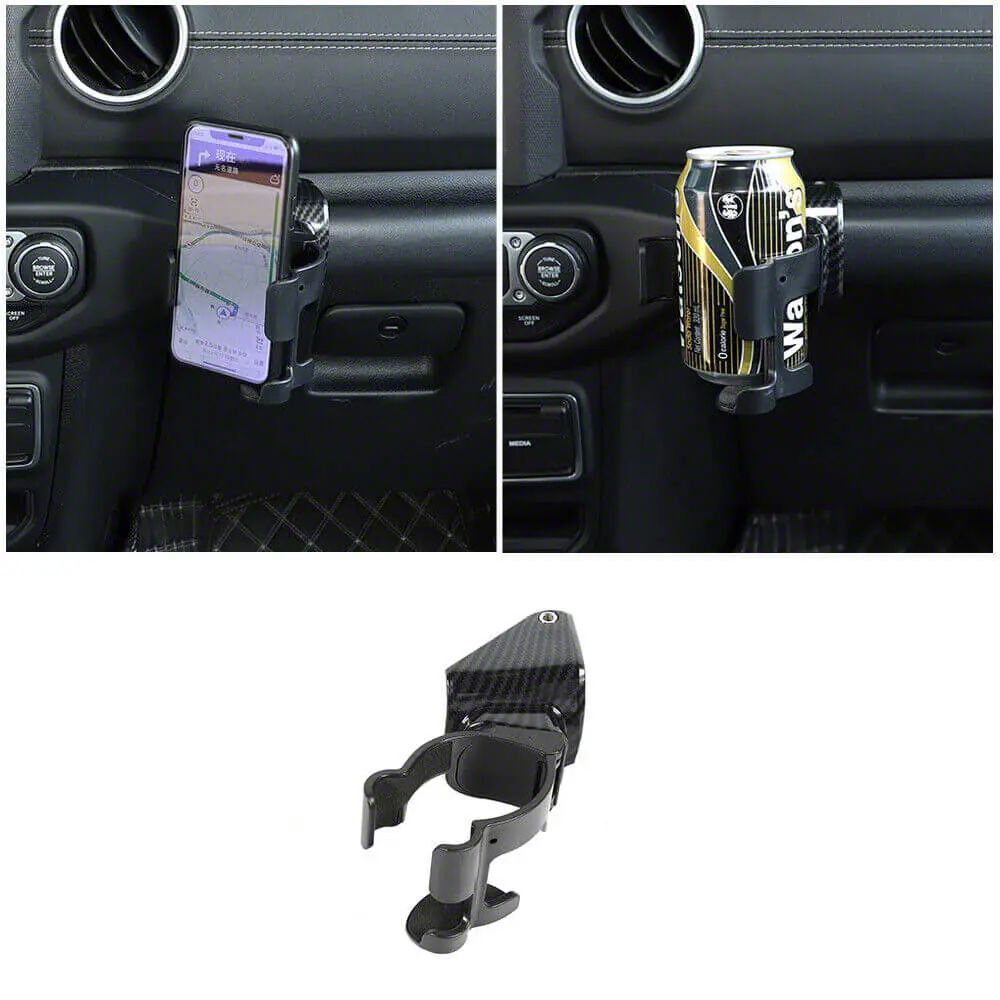 Jeep Wrangler Co-Pilot Grab Bar Phone Mount; Black Carbon Fiber (18-26 ...