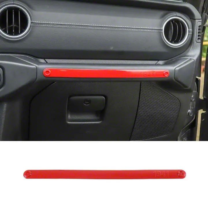 Jeep Wrangler Co-Pilot Grab Handle Trim Strip; Red (18-23 Jeep Wrangler ...