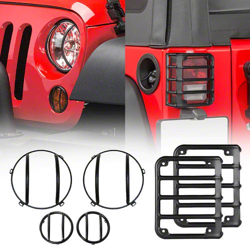 Jeep Wrangler Complete Light Guards; Black (07-18 Jeep Wrangler JK ...