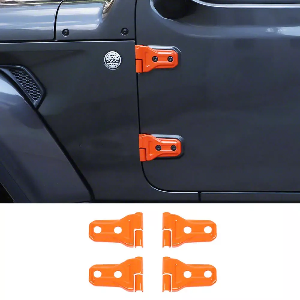 Jeep Wrangler Door Hinge Covers; Orange (18-26 Jeep Wrangler JL 2-Door ...