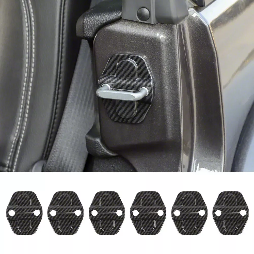 Jeep Wrangler Door Latch Covers; Black Carbon Fiber (18-26 Jeep ...