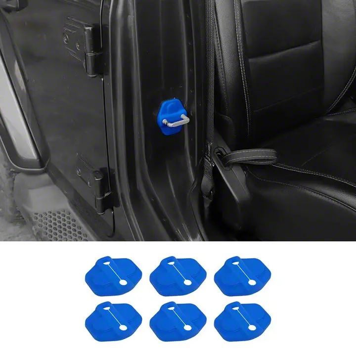 Jeep Wrangler Door Latch Covers; Blue (18-26 Jeep Wrangler JL 4-Door ...