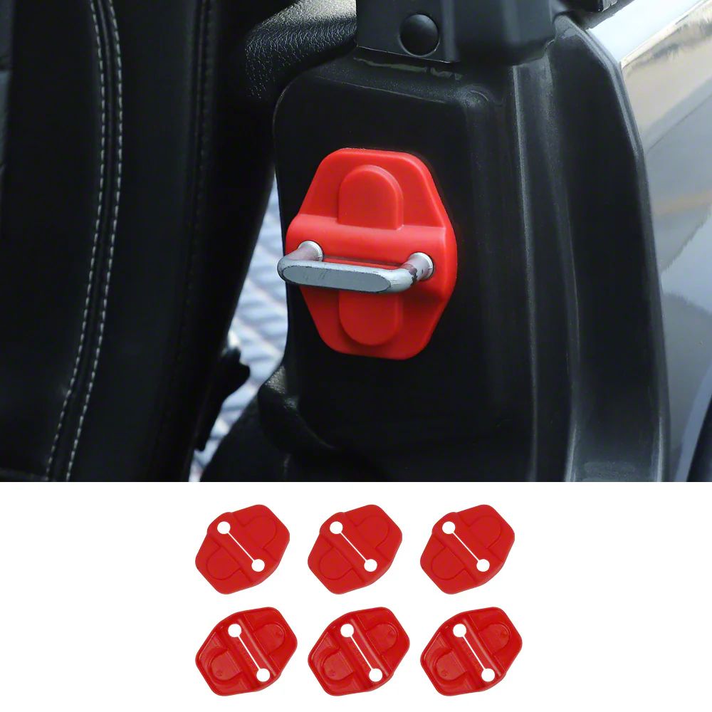 Jeep Wrangler Door Latch Covers; Red (18-26 Jeep Wrangler JL 4-Door ...