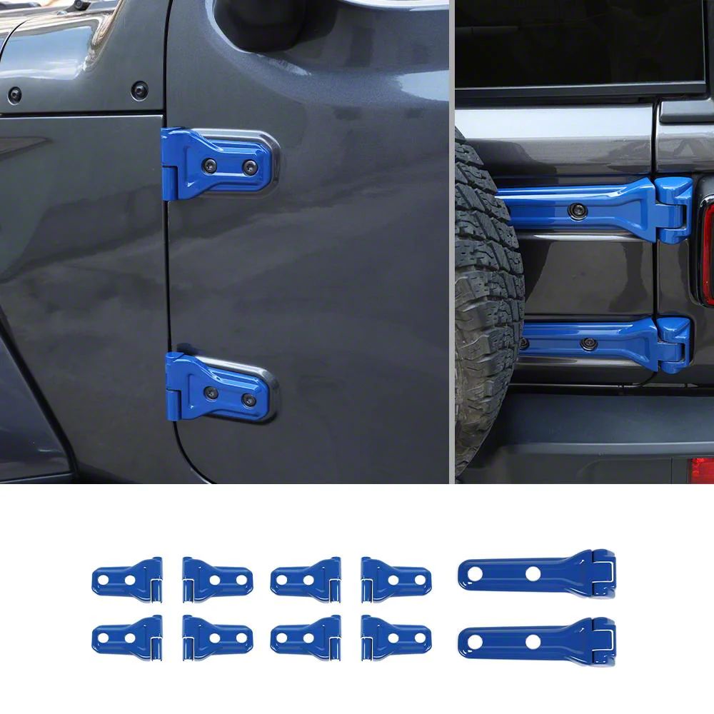 Jeep Wrangler Door and Tailgate Hinge Cover Kit; Blue (18-26 Jeep ...
