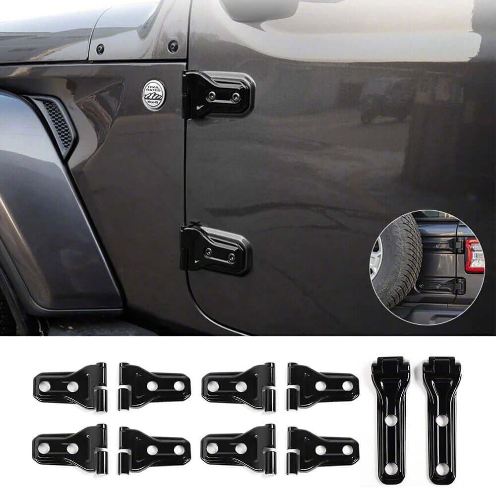 Jeep Wrangler Door and Tailgate Hinge Cover Kit; Carbon Fiber (18-26 ...