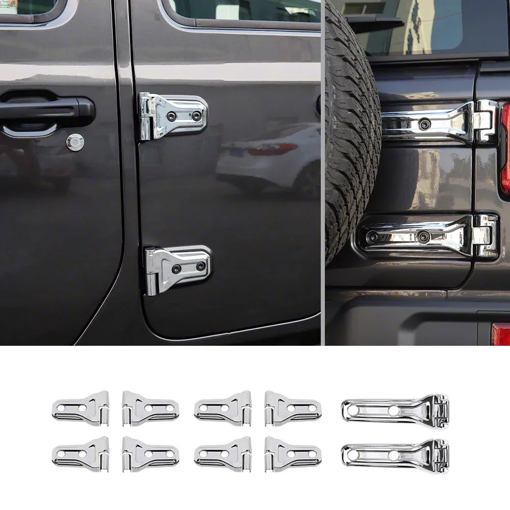 Jeep Wrangler Door and Tailgate Hinge Cover Kit; Chrome (18-26 Jeep ...