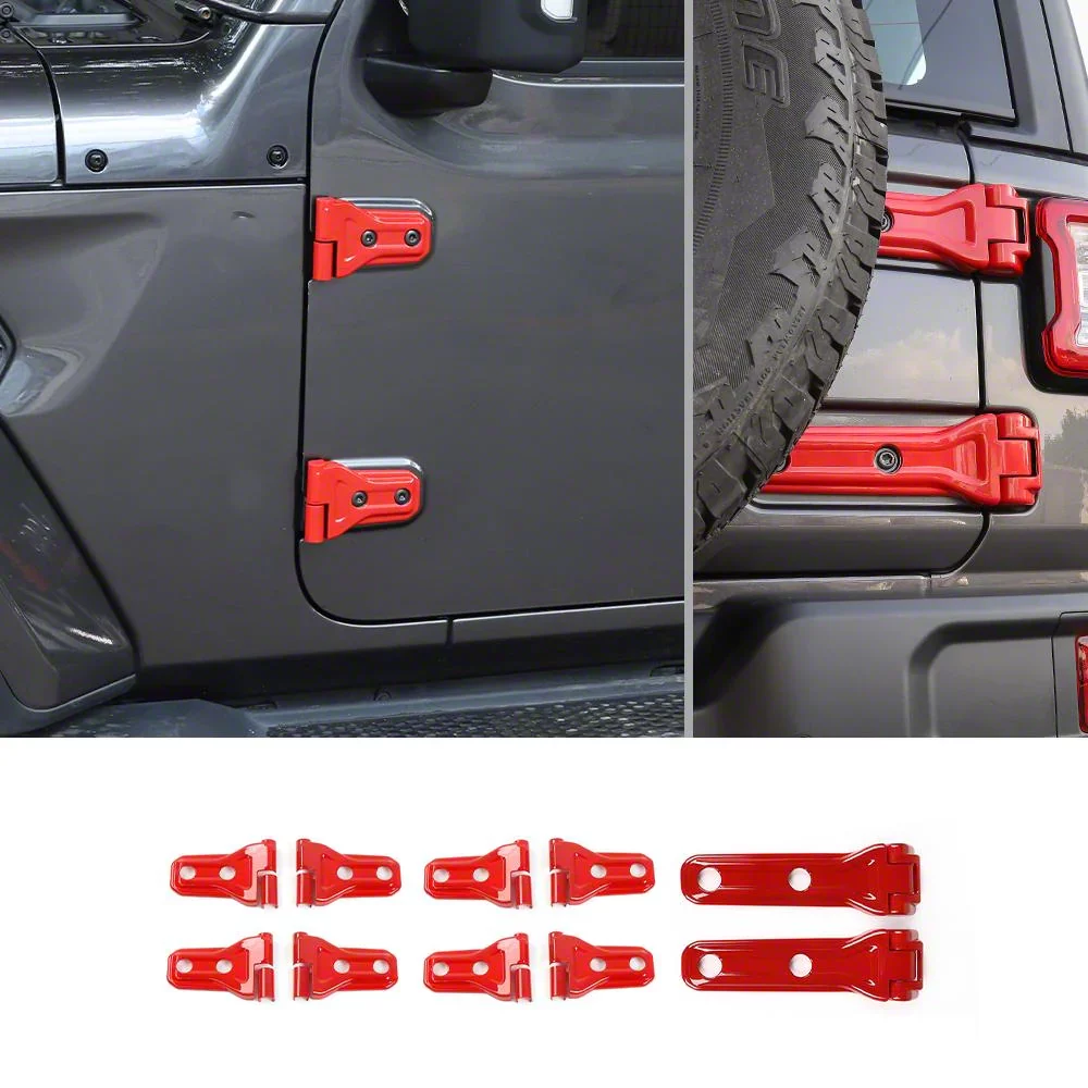 Jeep Wrangler Door and Tailgate Hinge Cover Kit; Red (18-26 Jeep ...