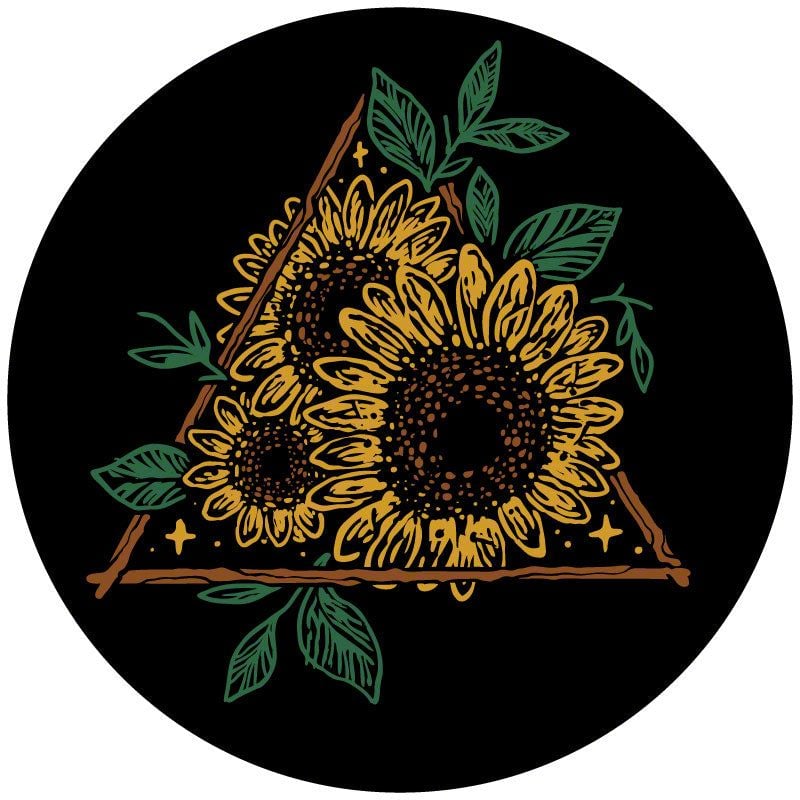 Jeep Wrangler Drawn Sunflower Spare Tire Cover With Camera Cutout