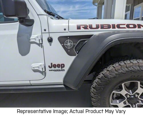 Jeep Wrangler Fender Compass Vent Decals; Carbon Fiber Black (18-26 ...