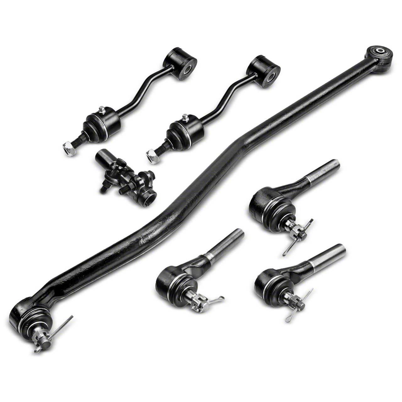 Jeep Wrangler Front Track Bar, Steering Drag Link Adjusting Sleeve, Sway Bar Link and Tie Rod ...