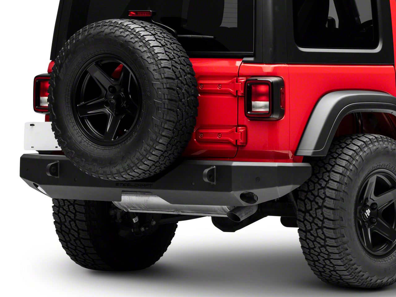Jeep Wrangler Full Width Rear Bumper; Fine Textured Black (18-26 Jeep ...