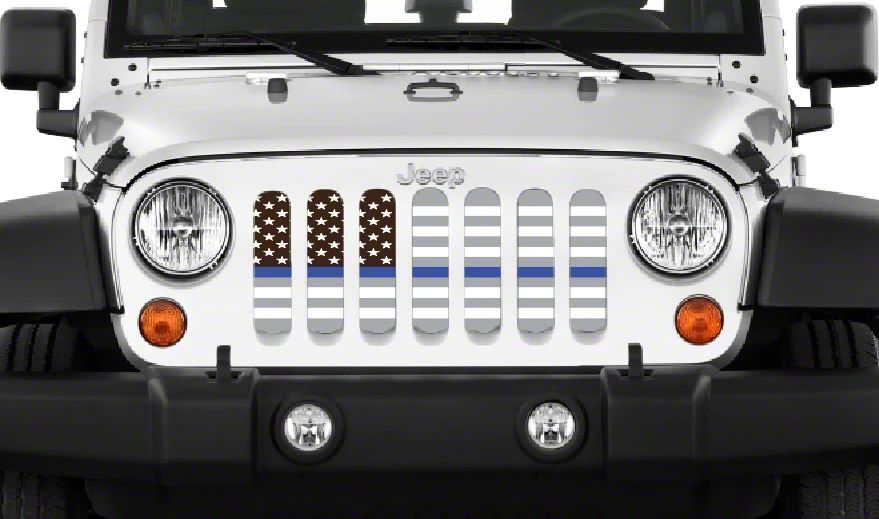 Jeep Wrangler Grille Insert; Ghost Tactical Back the Blue (87-95 Jeep ...