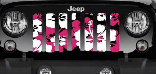 Jeep Wrangler Grille Insert; Pink Hawaiin Hibiscus (76-86 Jeep CJ5 ...