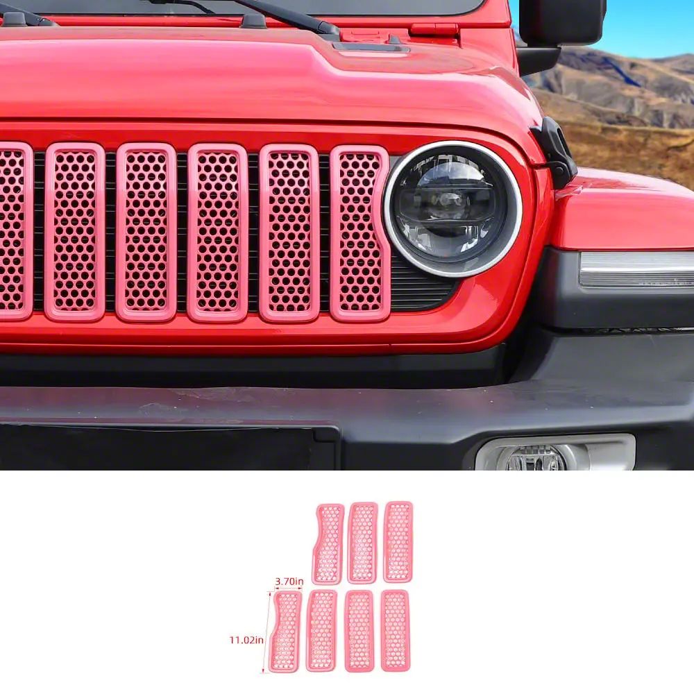 Jeep Wrangler Grille Trim Rings with Honeycomb Mesh; Pink (24-26 Jeep ...