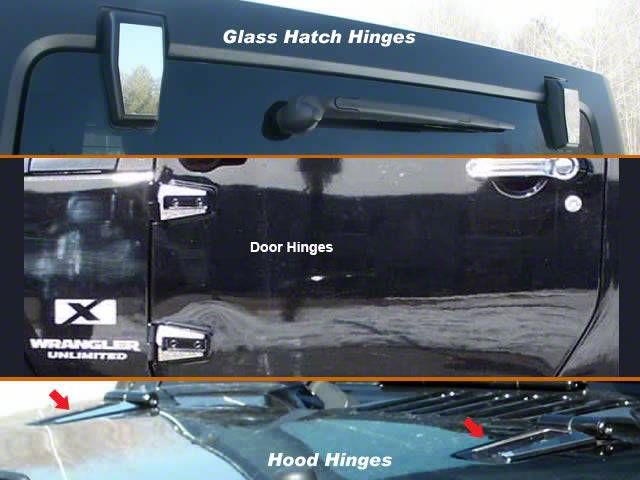 Jeep Wrangler Hinge Cap Package; Stainless Steel (07-18 Jeep Wrangler ...