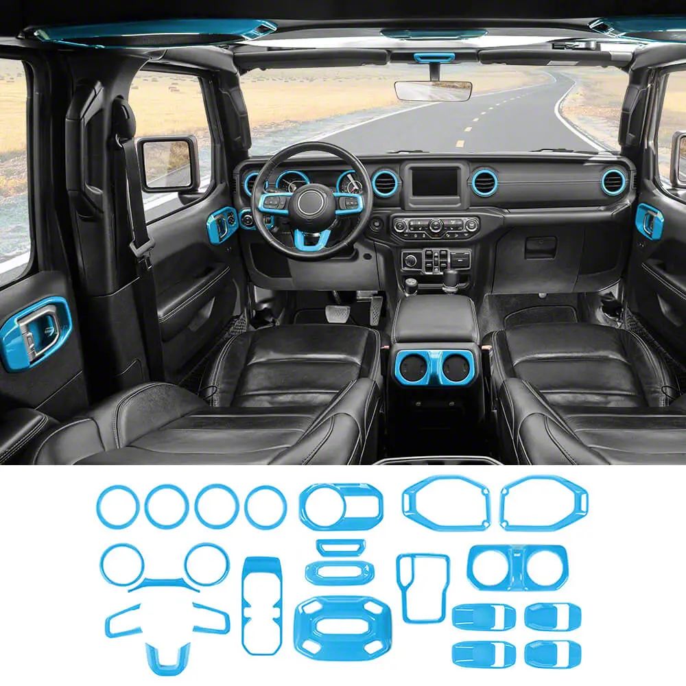 Jeep Wrangler Interior Trim Kit; 23-Piece; Light Blue (18-23 Jeep ...