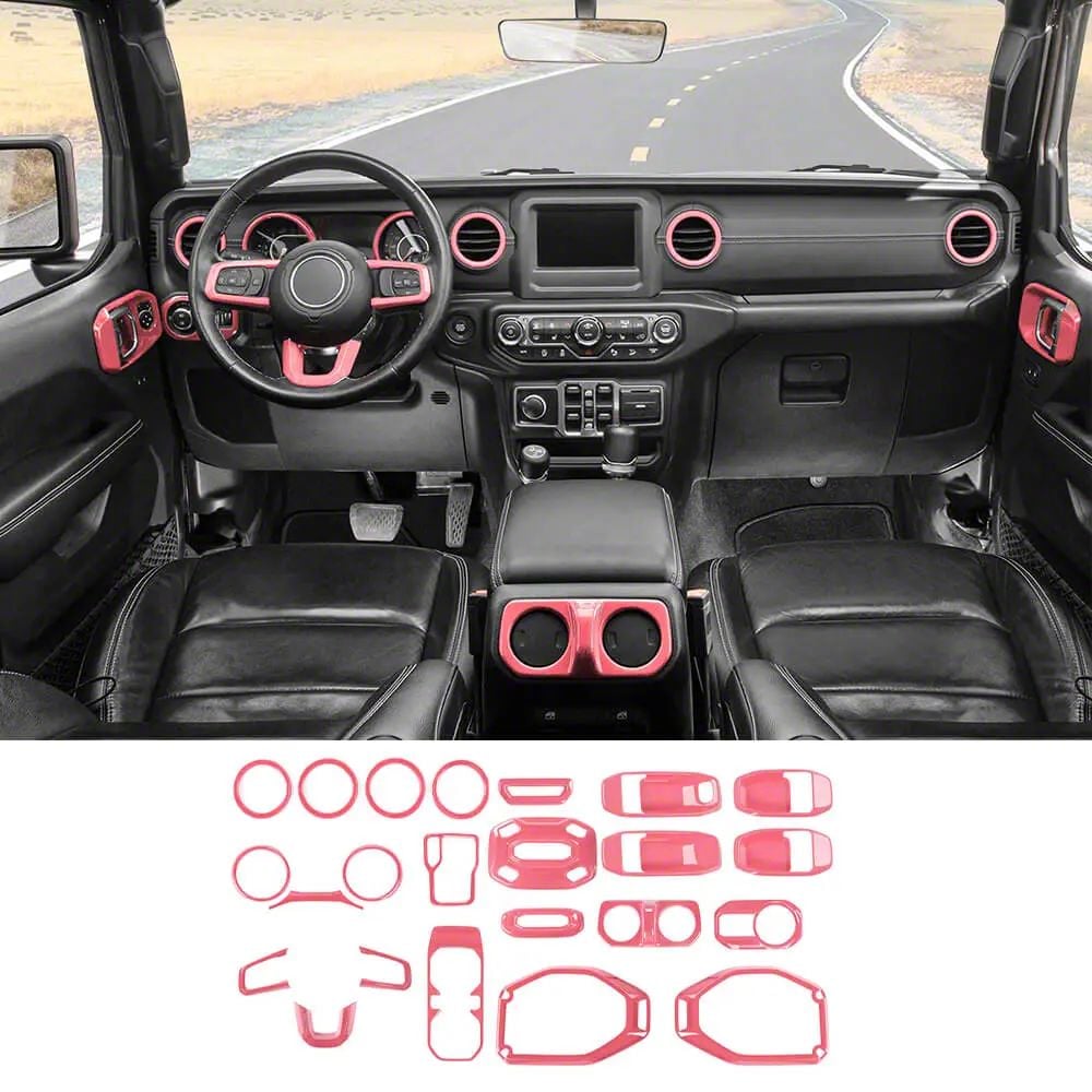 Jeep Wrangler Interior Trim Kit; 23-Piece; Pink (18-23 Jeep Wrangler JL ...