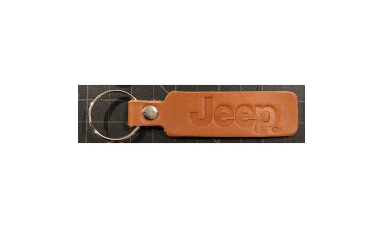 Jeep Wrangler Jeep Leather Keychain; Sepia