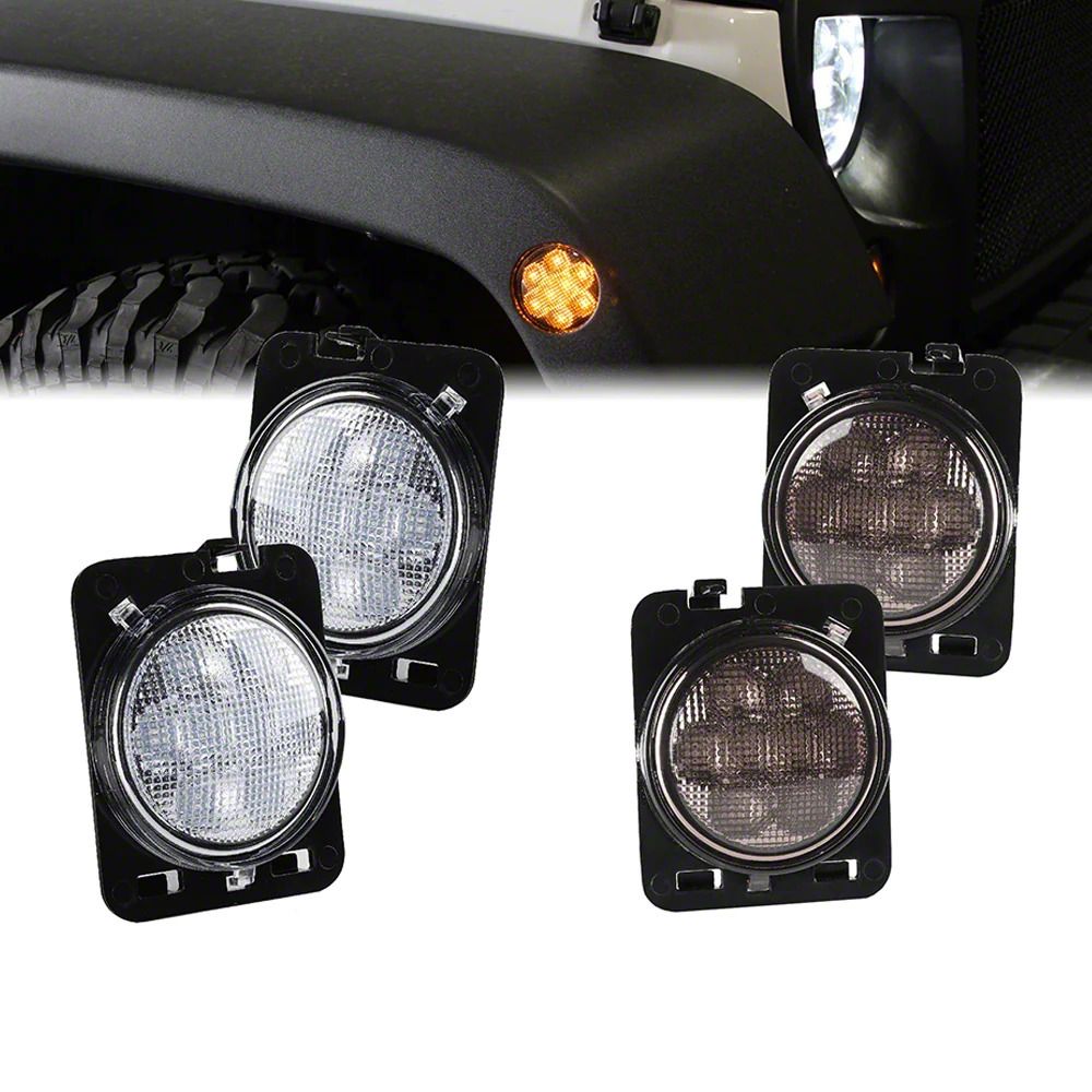 Jeep Wrangler LED Side Marker Fender Lights; Clear (07-18 Jeep Wrangler ...