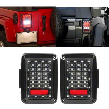 Jeep Wrangler LED Tail Lights; Black Housing; Smoked Lens (07-18 Jeep ...