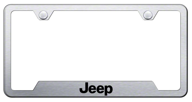 Jeep Wrangler Jeep Laser Etched Cut-Out License Plate Frame; Brushed ...