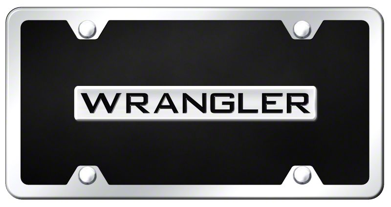 Jeep Wrangler Wrangler License Plate; Chrome on Black Acrylic ...