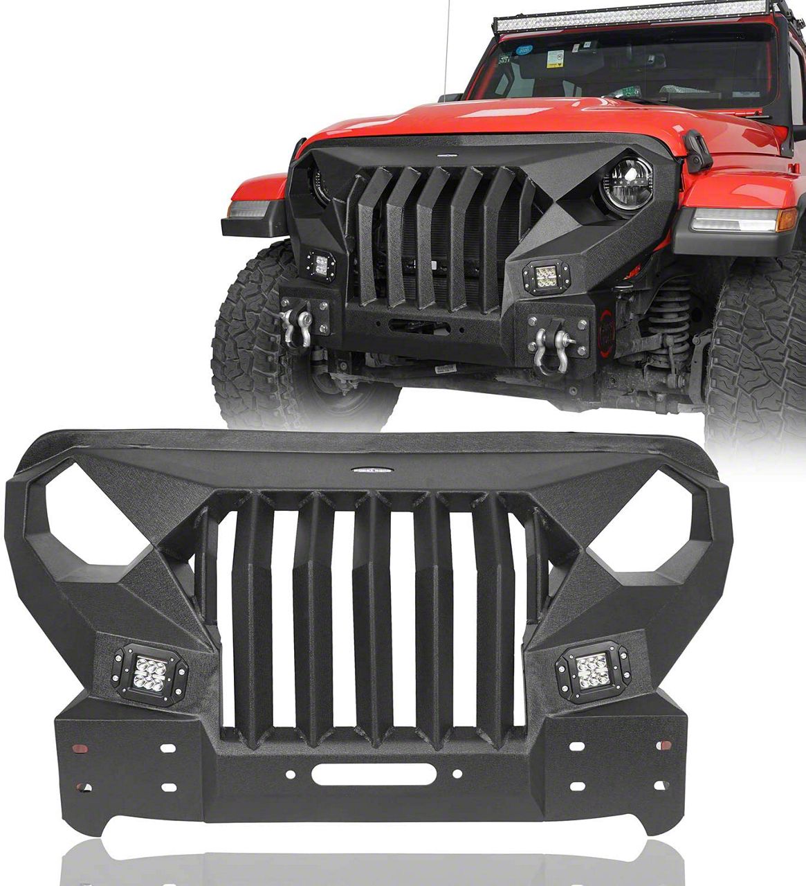 Jeep Wrangler Mad Max Front Bumper with LED Lights (18-25 Jeep Wrangler ...