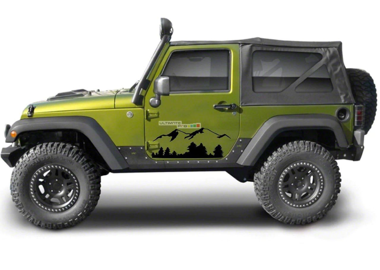 Jeep Wrangler Mountain Graphics; Matte Black (07-18 Jeep Wrangler JK ...