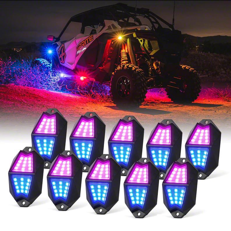 Jeep Wrangler Multi-Color LED RGB Rock Lights; 10-Pieces (Universal ...