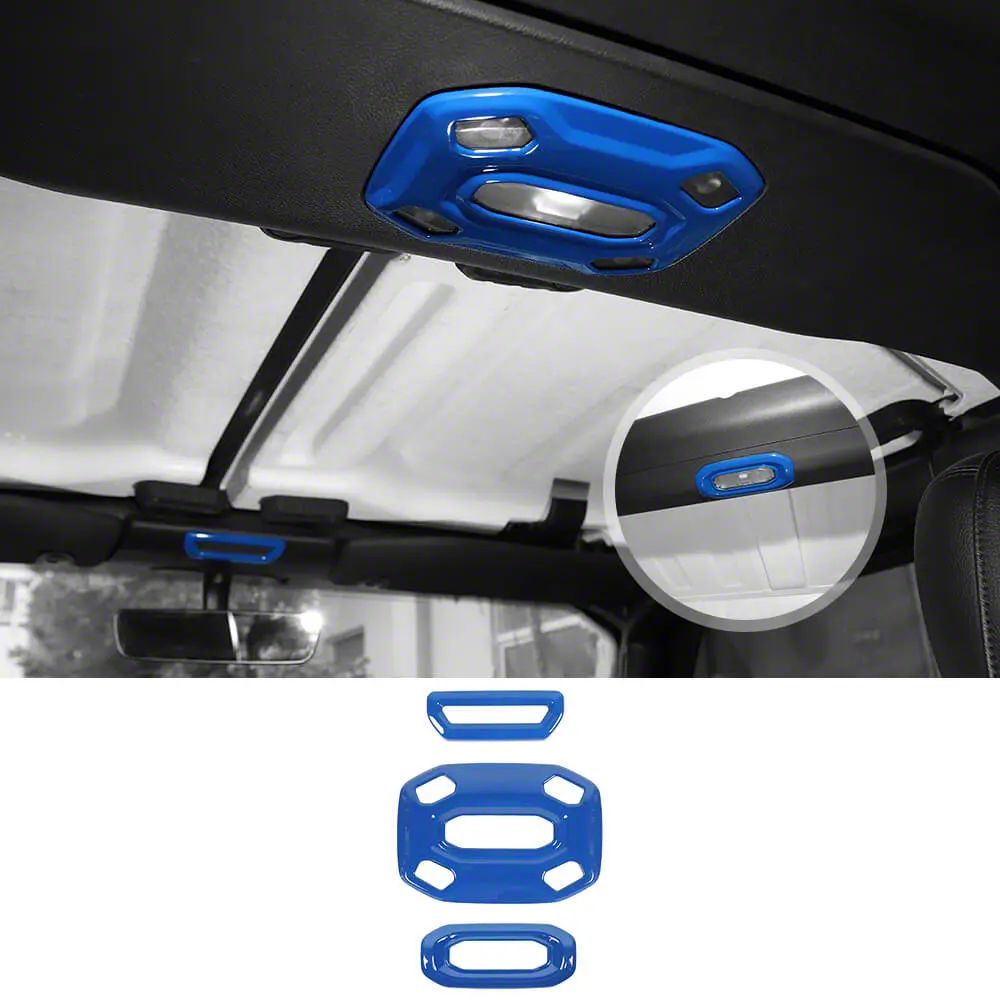 Jeep Wrangler Overhead Light Trim Covers; Blue (18-23 Jeep Wrangler JL ...