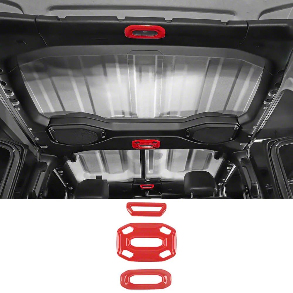 Jeep Wrangler Overhead Light Trim Covers; Red (18-23 Jeep Wrangler JL ...