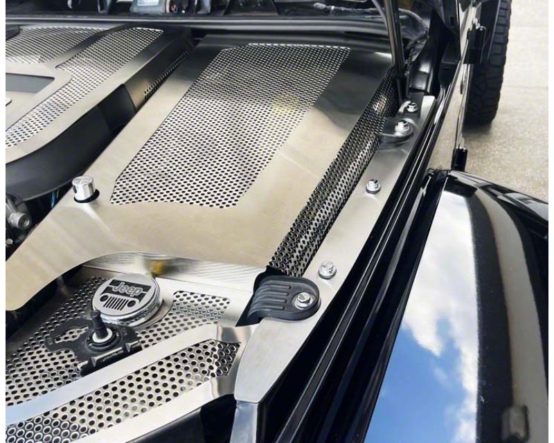 Jeep Wrangler Perforated Underhood Fender Covers; Brushed; Red LED (07 ...