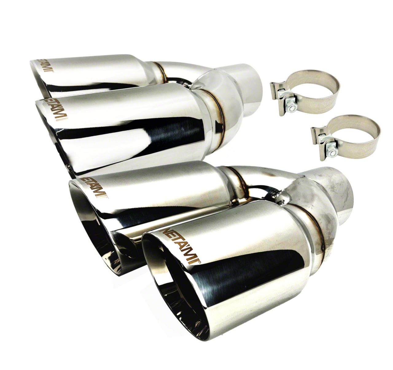Jeep Wrangler Quad Staggered Slant Cut Exhaust Tips; 4-Inch; Chrome ...