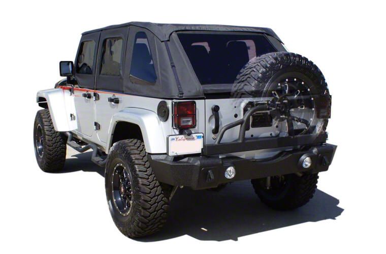 Jeep Wrangler Recovery Rear Bumper with Tire Carrier; Textured Black ...