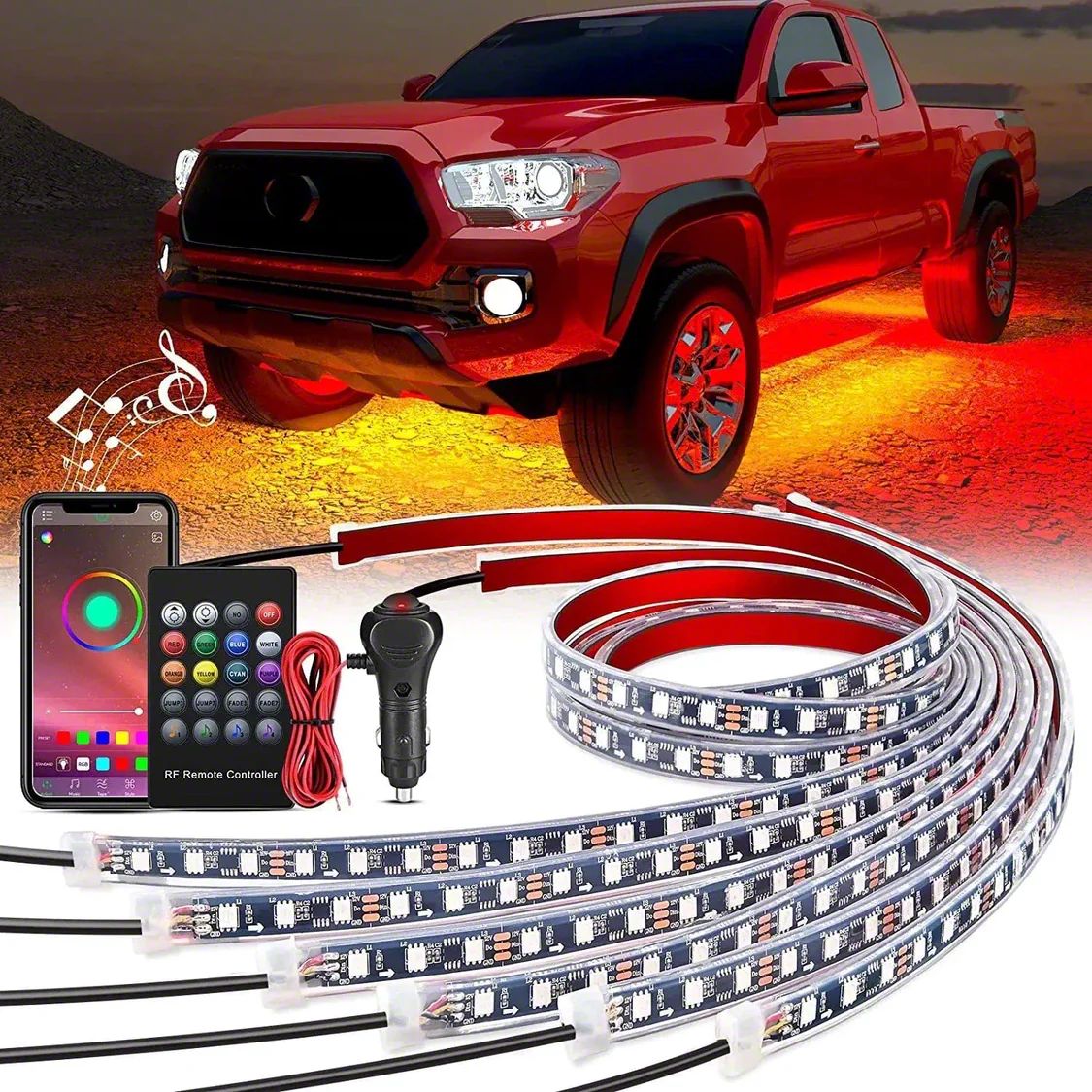 Jeep Wrangler RGB Underglow Neon LED Strip Lights; 6-Piece (Universal ...