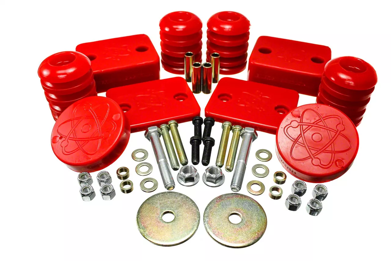 Jeep Wrangler Rock-Flex Adjustable Progressive Bump Stop Set; Red (18 ...