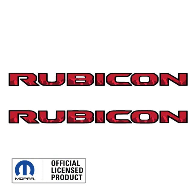 Jeep Wrangler RUBICON Hood Decal; Mountain Red with Black Outline (18 ...