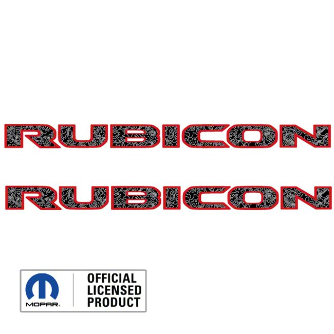 Jeep Wrangler RUBICON Hood Decal; Topographical Black with Gray Lines ...