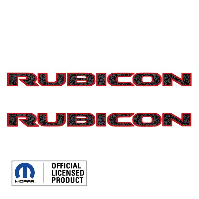Jeep Wrangler RUBICON Hood Decal; Topographical Dark Gray with Black ...