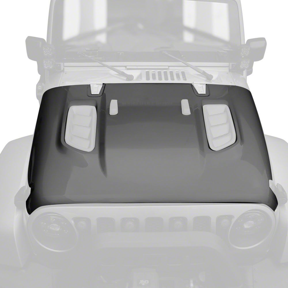 Jeep Wrangler Rubicon Style Hood without Hood Vents; Unpainted (18-26 ...