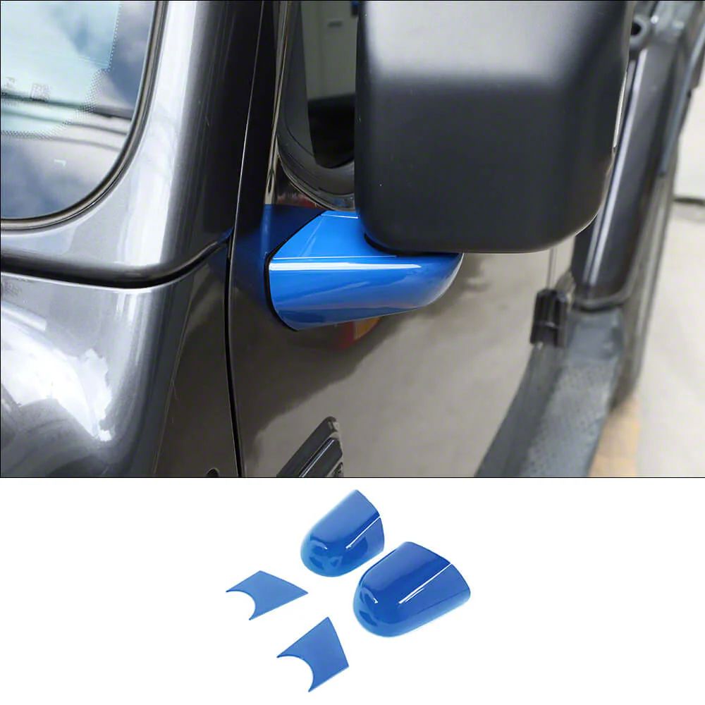 Jeep Wrangler Side Mirror Base Covers; Blue (18-26 Jeep Wrangler JL ...