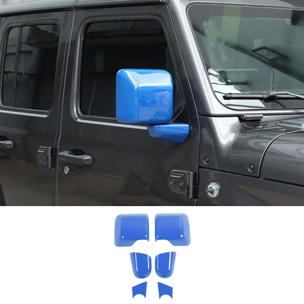 Jeep Wrangler Side Mirror and Base Covers; Blue (18-26 Jeep Wrangler JL ...