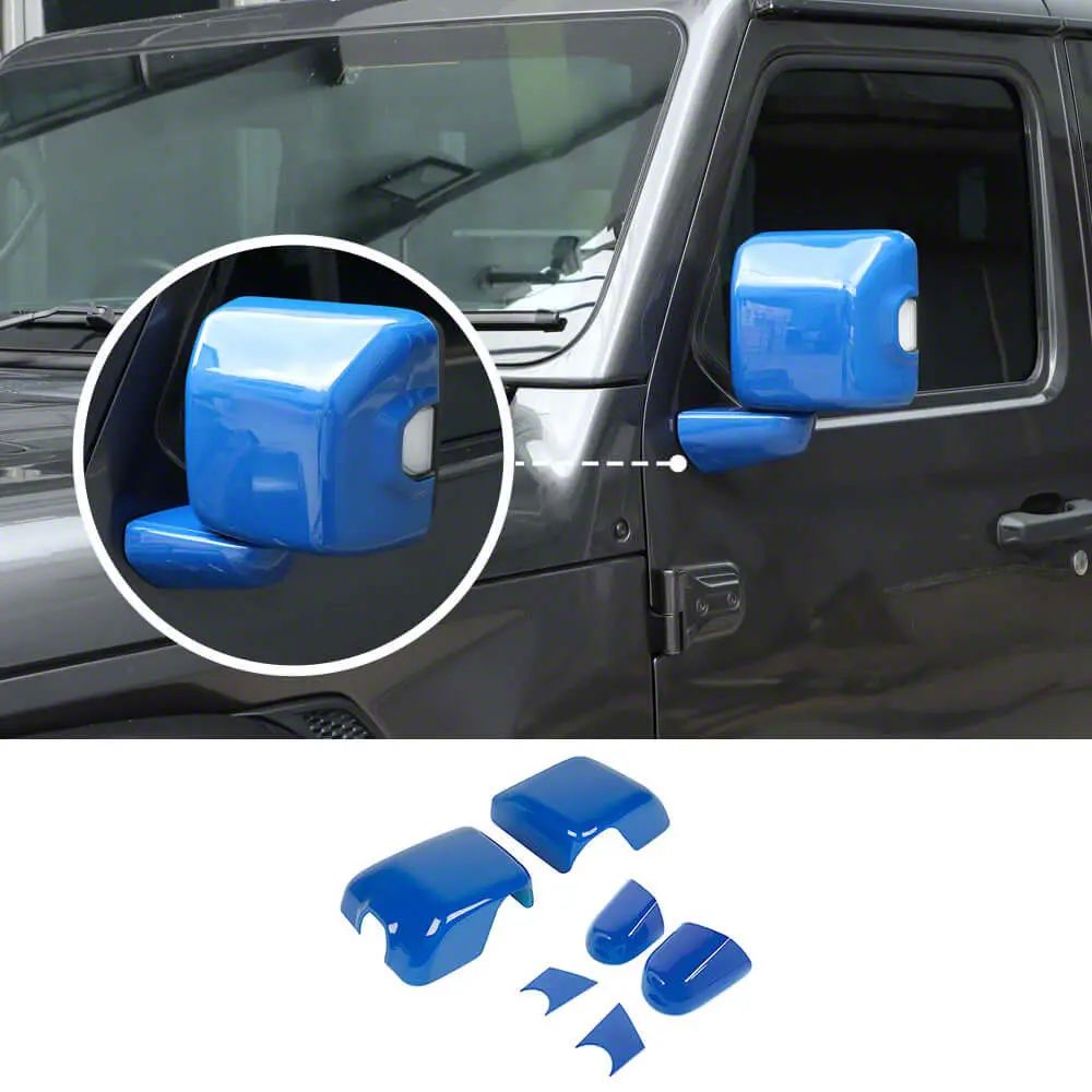 Jeep Wrangler Side Mirror and Base Covers; Blue (18-26 Jeep Wrangler JL ...
