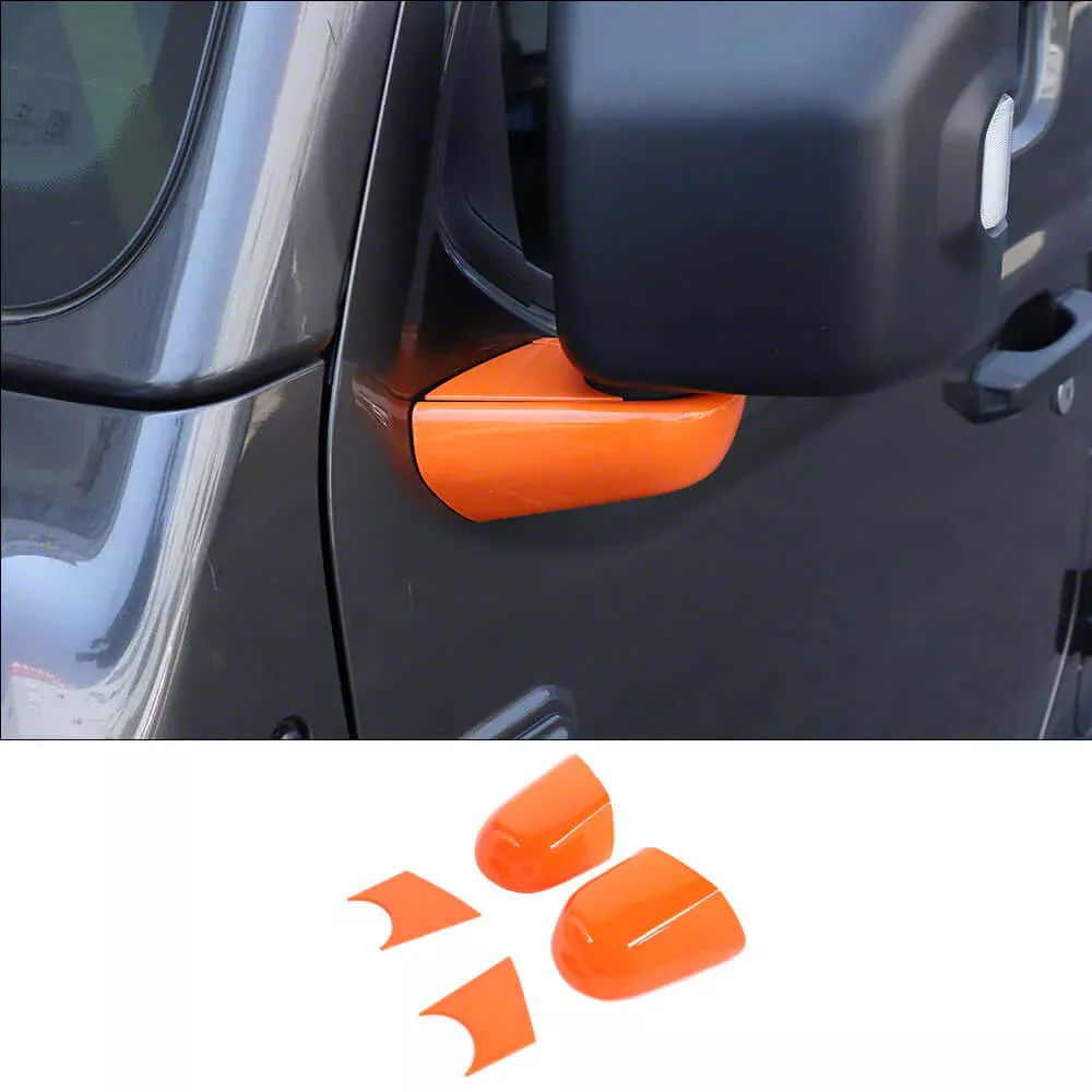 Jeep Wrangler Side Mirror Base Covers; Orange (18-26 Jeep Wrangler JL ...