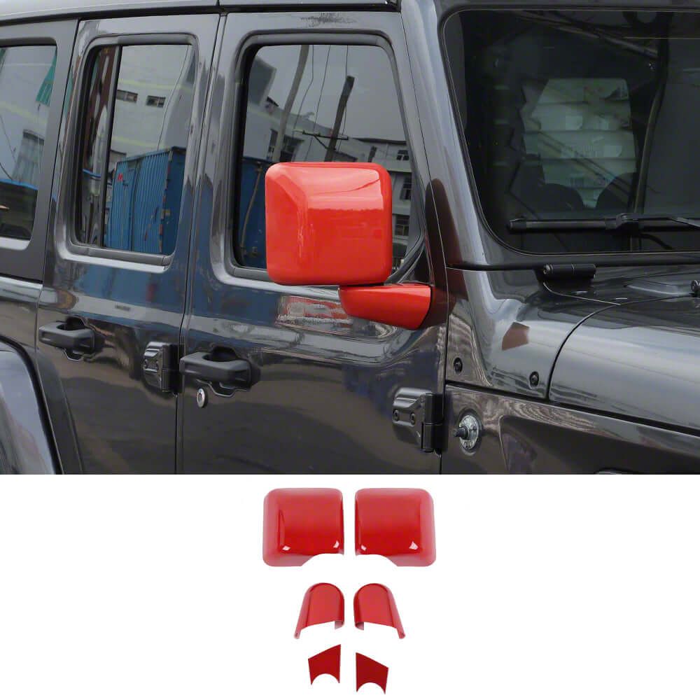 Jeep Wrangler Side Mirror and Base Covers; Red (18-26 Jeep Wrangler JL ...
