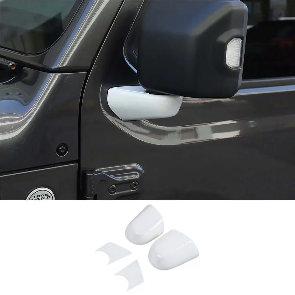 Jeep Wrangler Side Mirror Base Covers; White (18-26 Jeep Wrangler JL ...