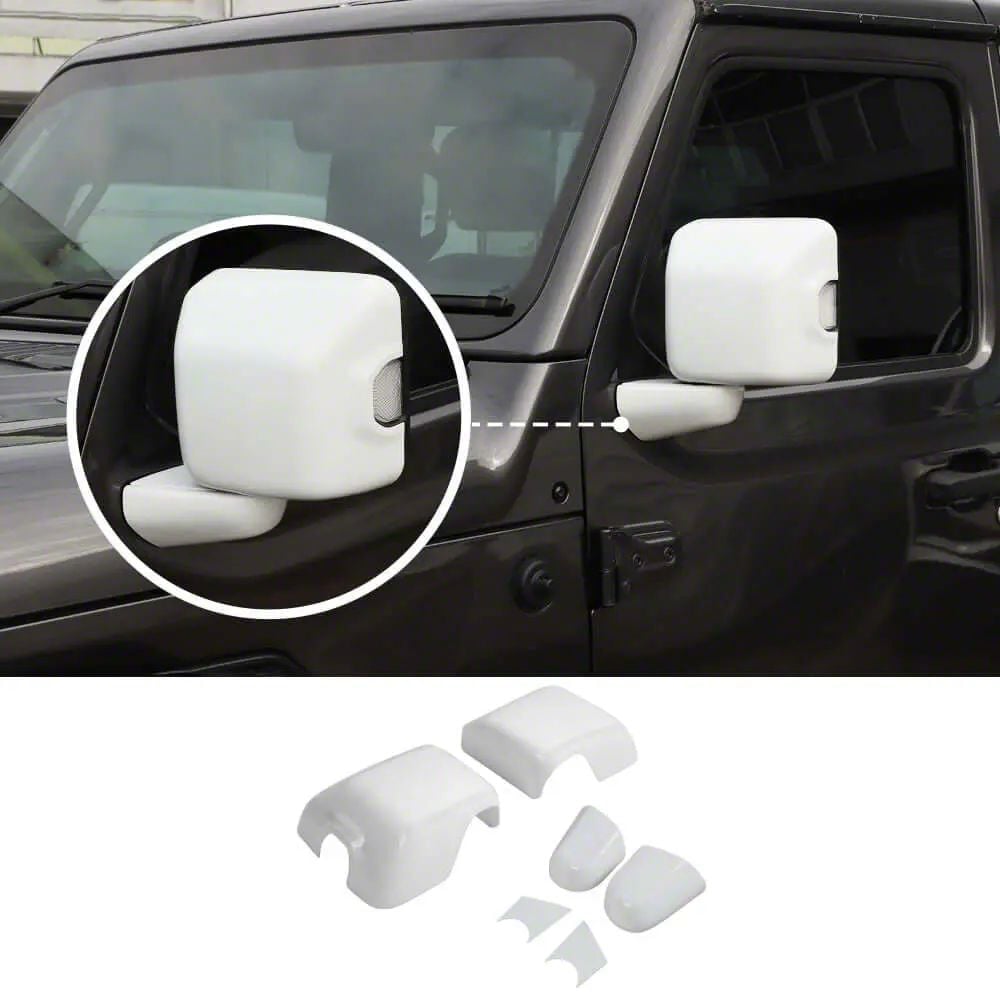 Jeep Wrangler Side Mirror and Base Covers; White (18-26 Jeep Wrangler ...