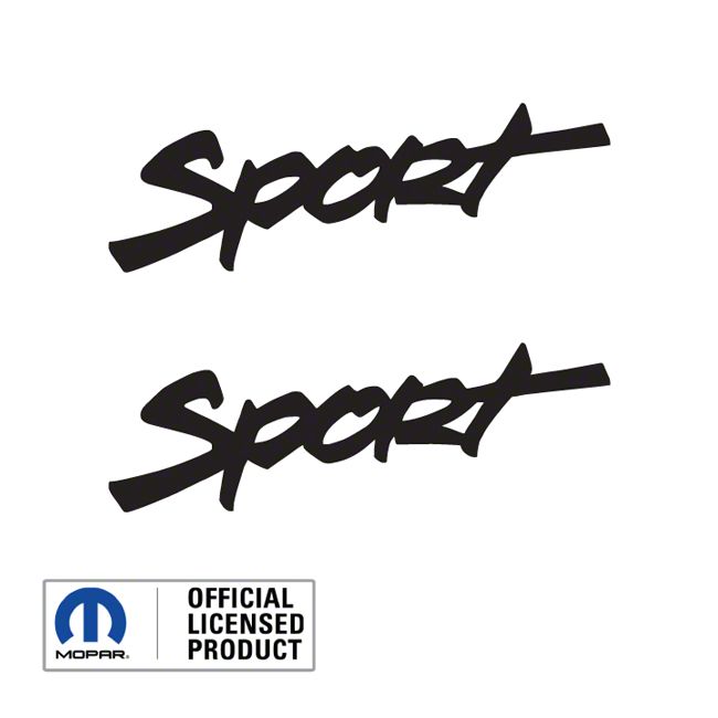 Jeep Wrangler SPORT Script Side Logo; Gloss Black (97-06 Jeep Wrangler ...