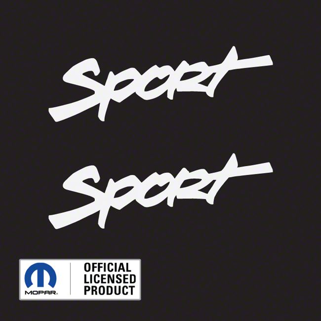 Jeep Wrangler SPORT Script Side Logo; Gloss White (97-06 Jeep Wrangler ...